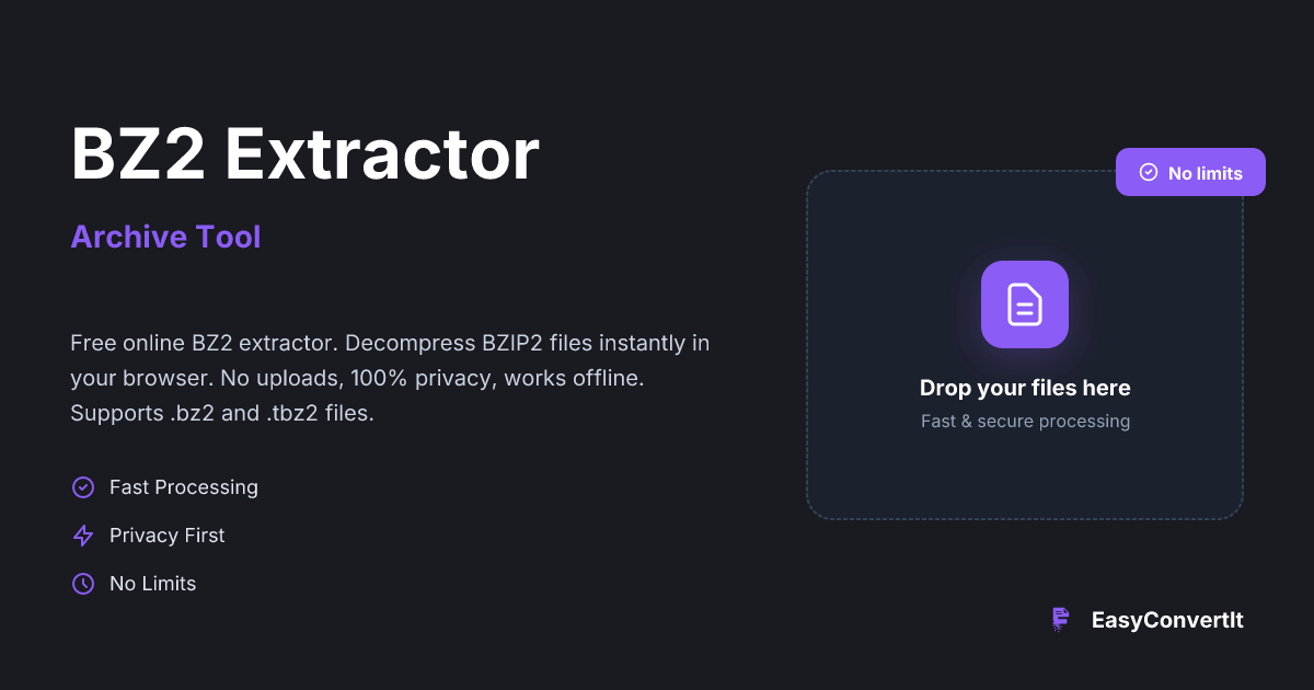Extract BZ2 Files Online - BZIP2 File Decompressor