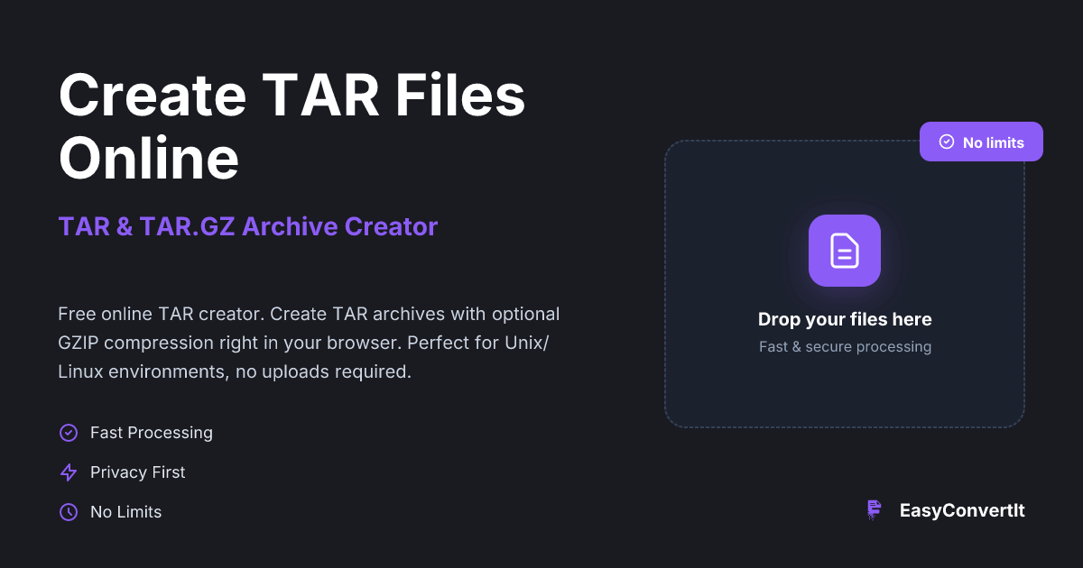 Create TAR Files Online - TAR & TAR.GZ Archive Creator